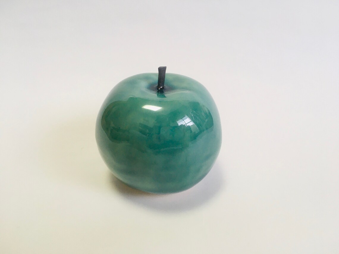 Apple Ceramic sculpture apple fruits turquoise blue glaze | Etsy