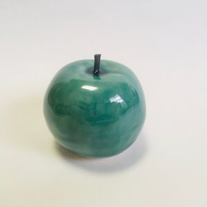 Apple Ceramic sculpture apple fruits turquoise blue glaze | Etsy