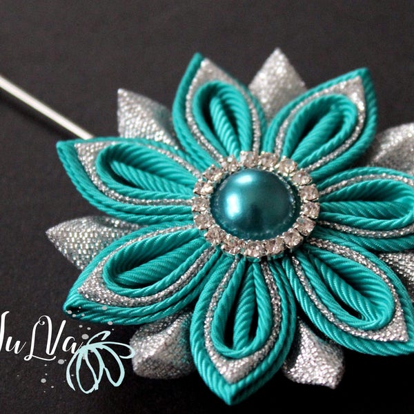Teal Flower Brooch - Etsy