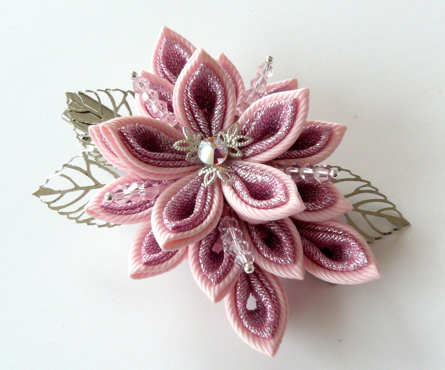 Kanzashi Fabric Flower Hair Clippink Kanzashishiny Pink - Etsy
