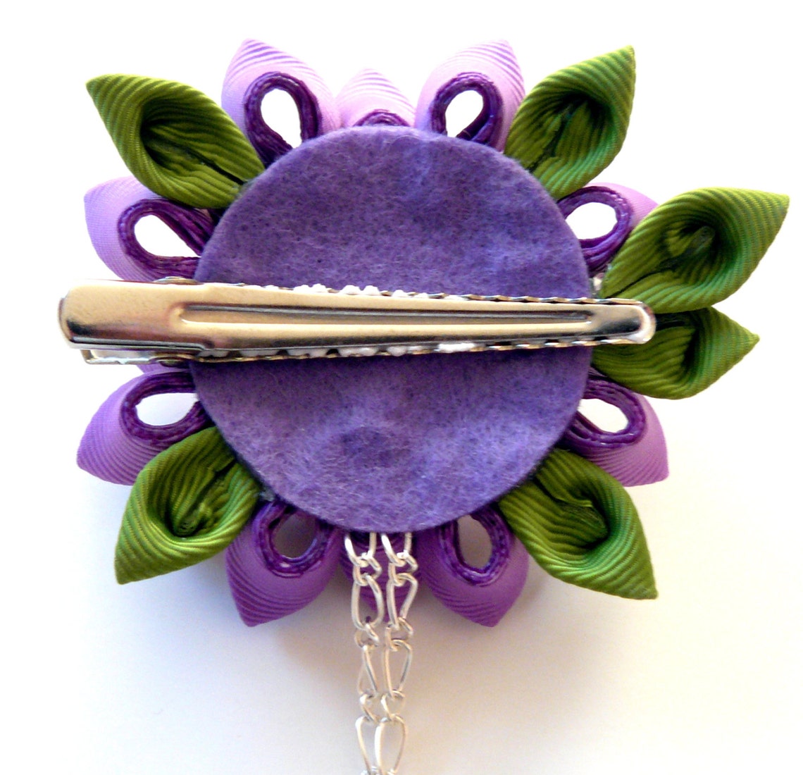 Kanzashi Fabric Flower Hair Clip. Shades of Purple Toffee and - Etsy