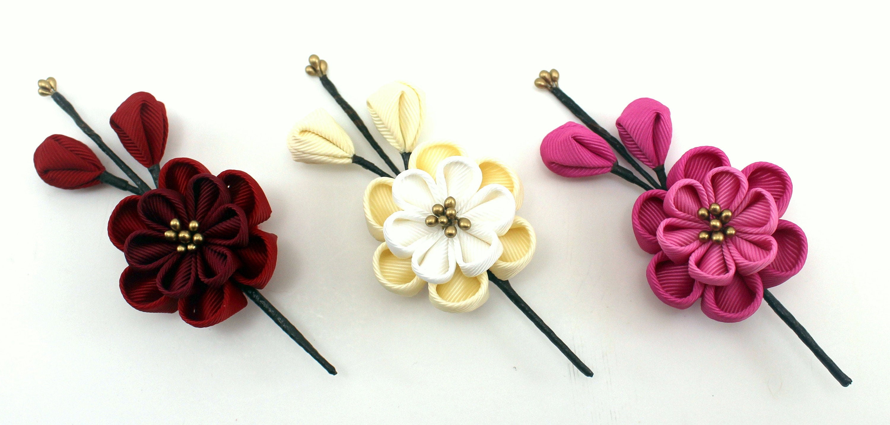 Flower brooch/Fabric flower brooch/Handmade women | Etsy