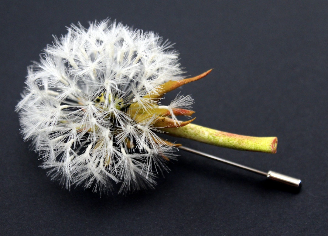 Silk Dandelion Brooch: Botanical Lapel Pin, Summer Wedding - Etsy