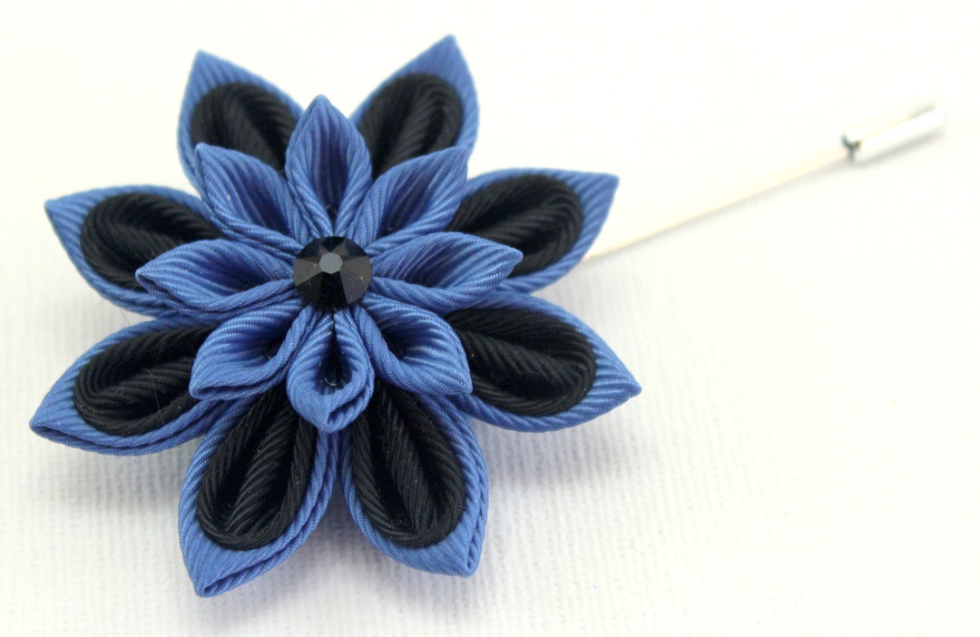 Blue Flower Lapel Pin/mens Flower Lapel Pin/blue Lapel Boutonniere/blue ...
