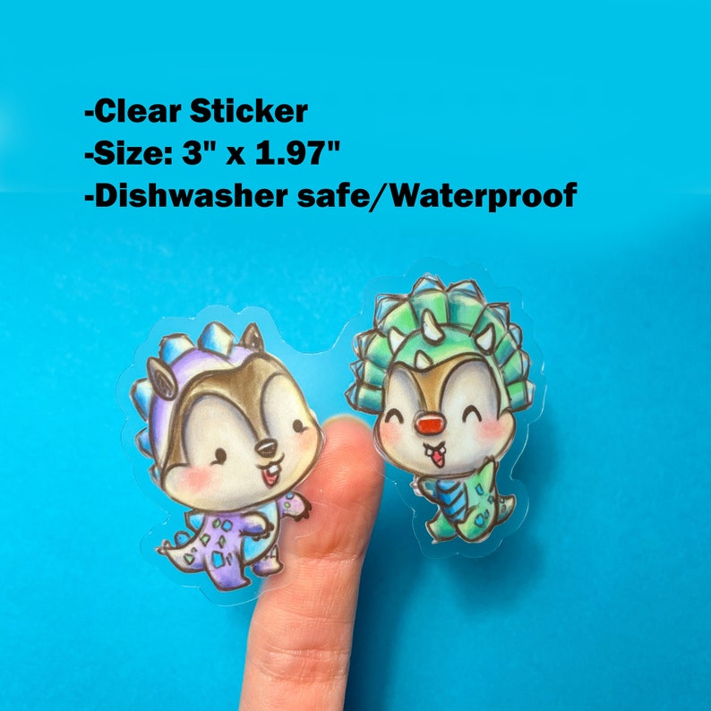 Dinosaur Chipmunks Sticker Disney Inspired Chip and Dale - Etsy