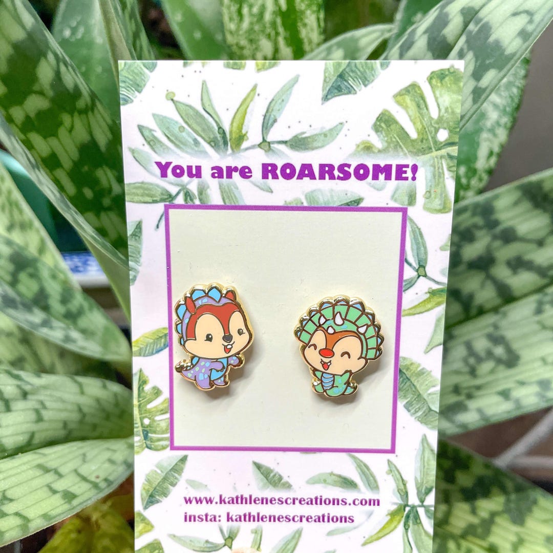 Mini Dino Chipmunks Pins, Chibi Pins, Kawaii Pin, Dinosaur - Etsy