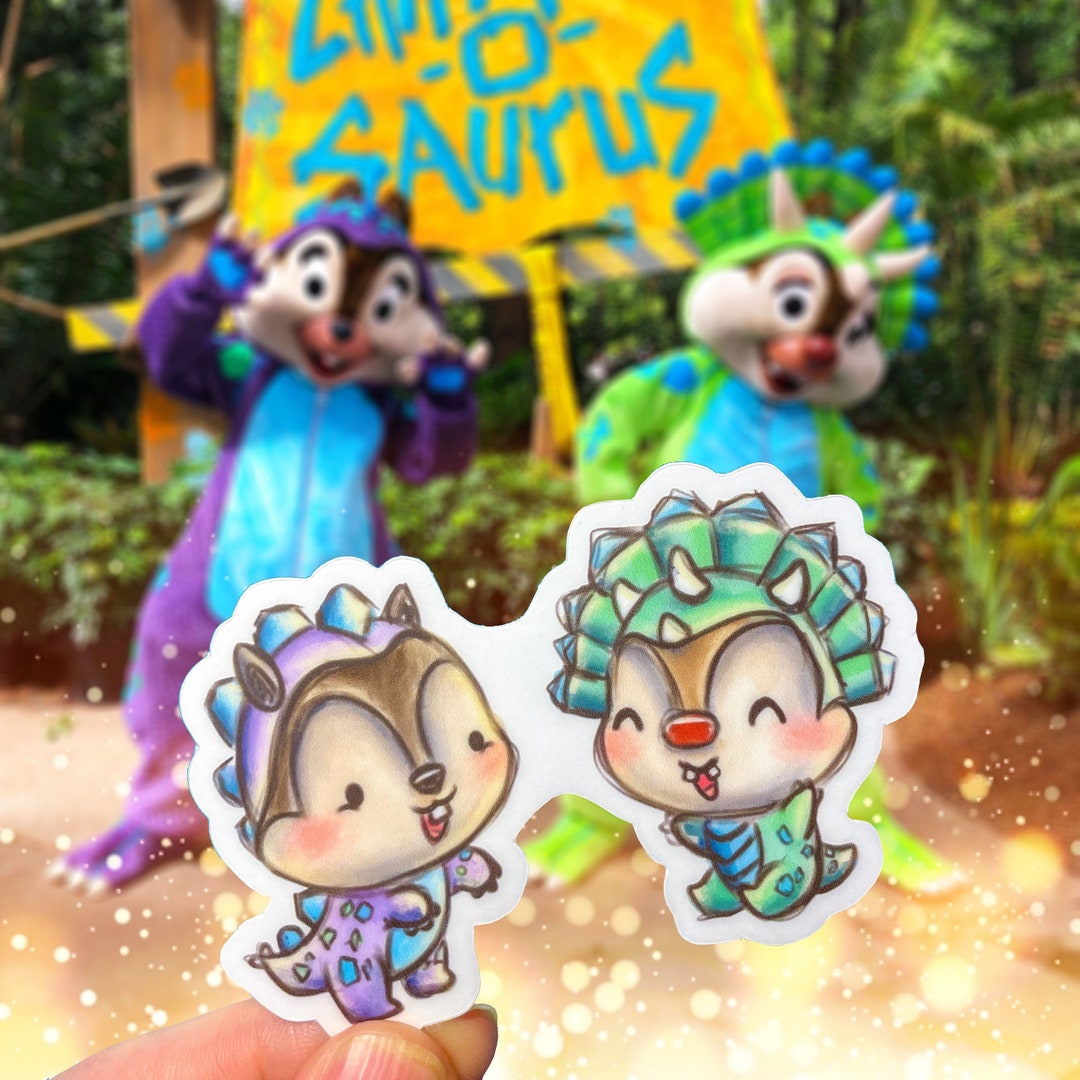 Dinosaur Chipmunks Sticker, Disney Inspired Chip and Dale Donald's Dino ...