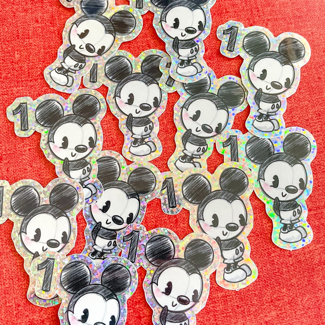 Glitter Mouse 100 Sticker, Mickey Sticker, Chibi Sticker, Kawaii ...