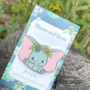 Flower Crown Dumbo Pin, Chibi Pin, Elephant Pin, Kawaii Pin - Etsy