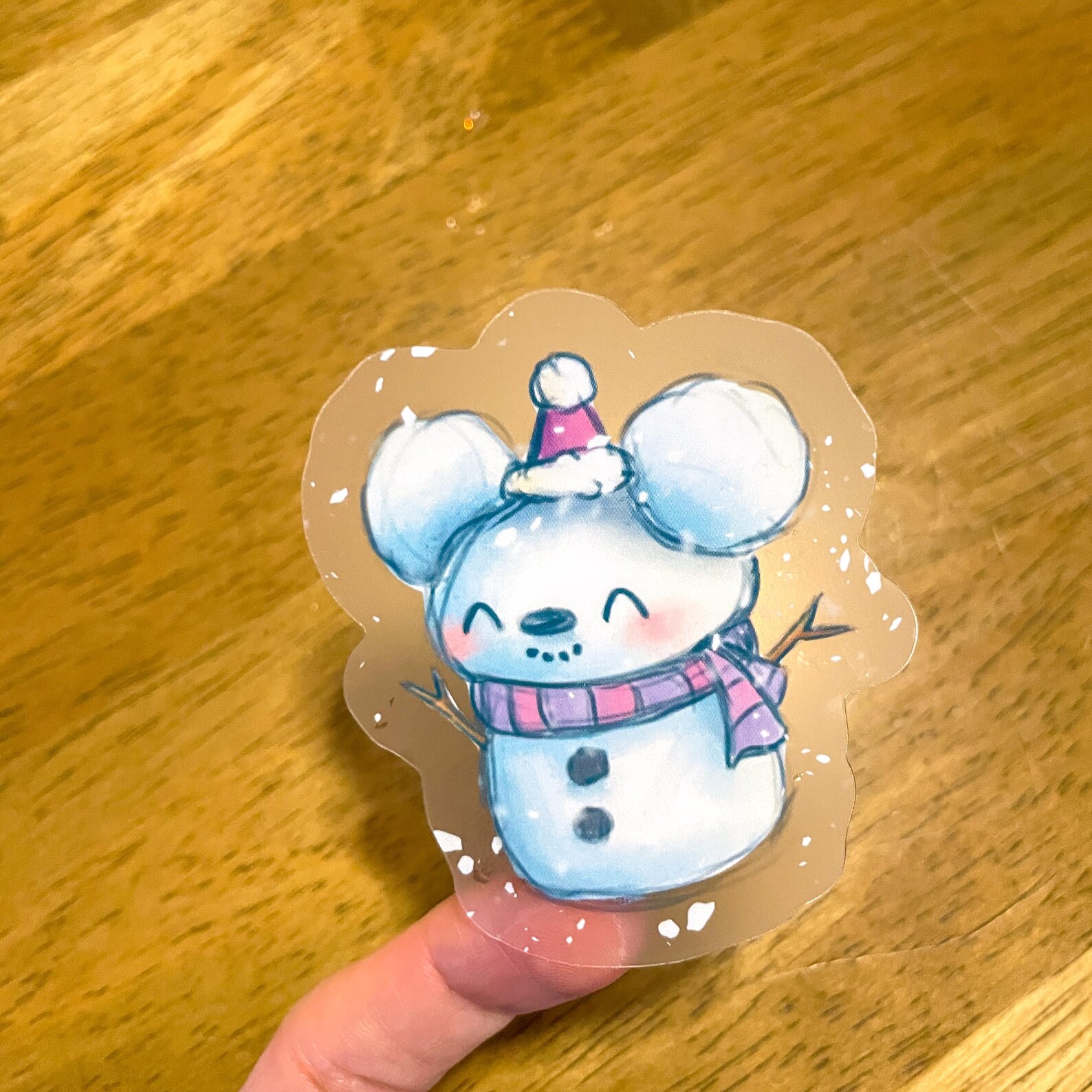 Snowman Mouse Vinyl Sticker, Clear Sticker Winter Sticker, Chibi ...