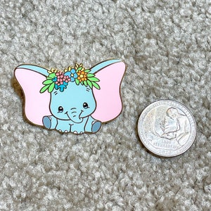 Flower Crown Dumbo Pin, Chibi Pin, Elephant Pin, Kawaii Pin - Etsy