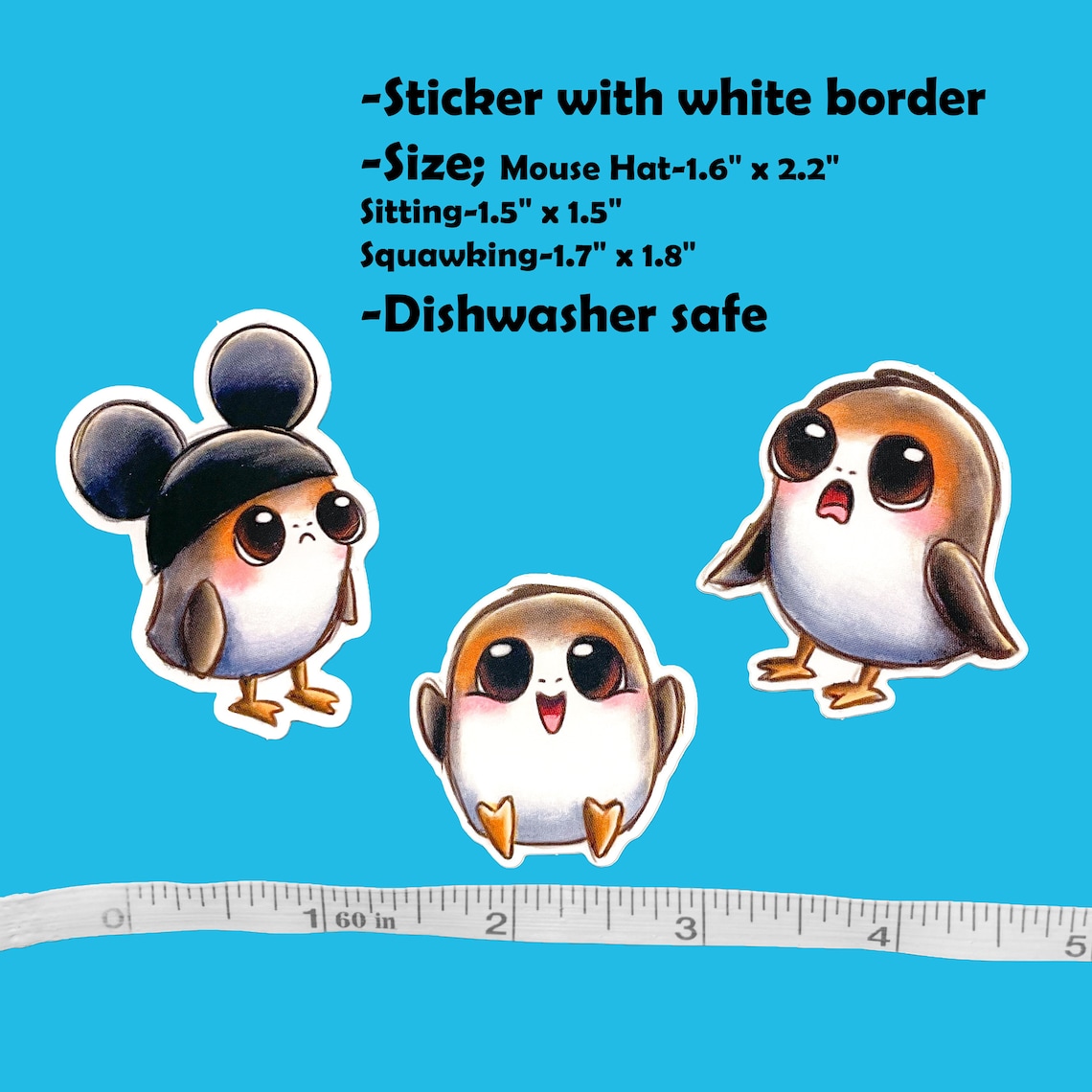 Porg Inspired Vinyl Stickers Star Wars - Etsy