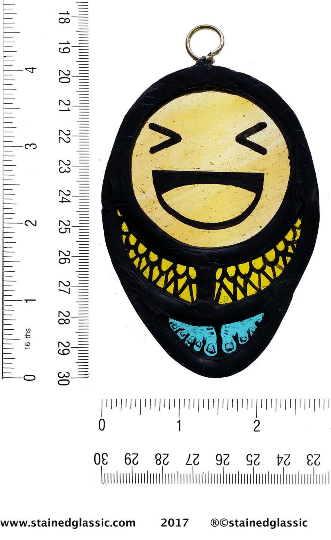 Stained Glass Window, Emoji, Leaded, Ready to Hang, 75x105mm (3x4 Inch ...