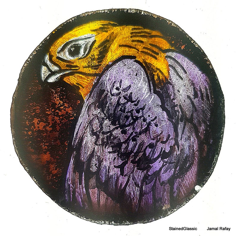 Stained Glass Window, Eagle, Falcon, Hawk, Heraldic, Gothic Revival ...