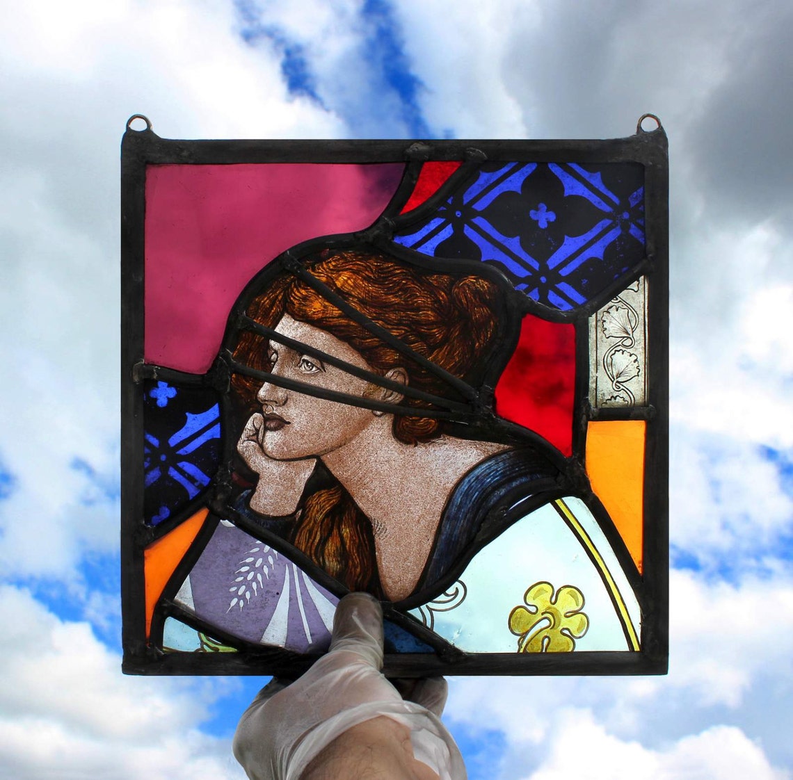 Stained Glass Window, Portrait of a Lady, in Pre-raphaelite Style ...