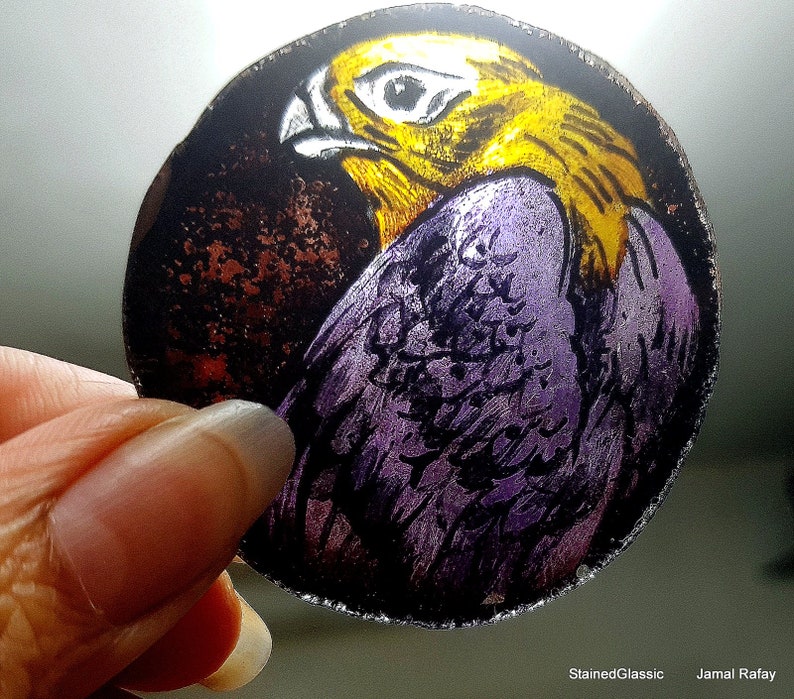 Stained Glass Window, Eagle, Falcon, Hawk, Heraldic, Gothic Revival ...