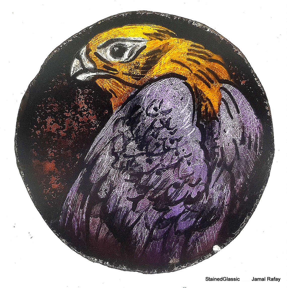 Stained Glass Window, Eagle, Falcon, Hawk, Heraldic, Gothic Revival ...