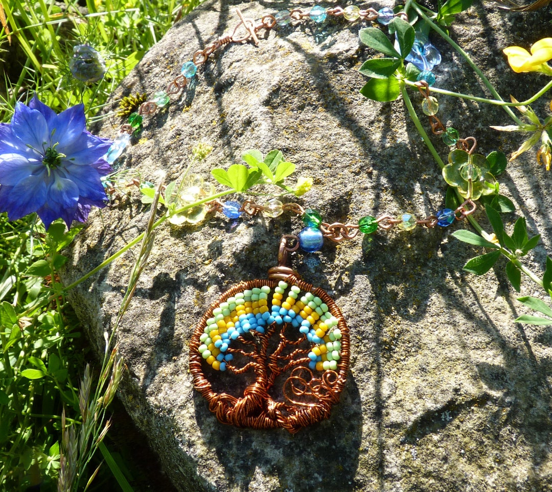 Rocaille Copper Tree Medallion Necklace - Etsy