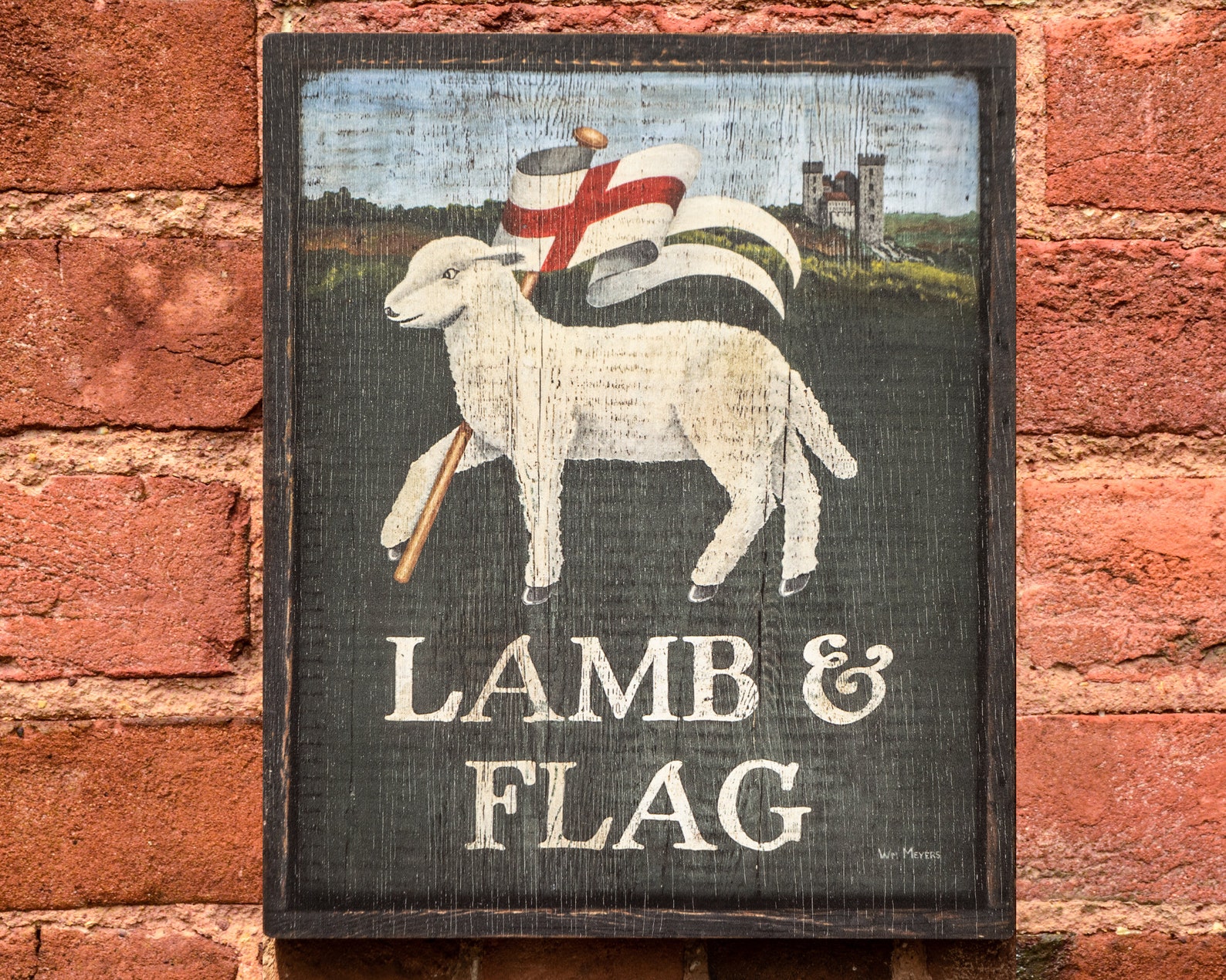 Lamb & Flag Tavern Pub Sign Sheep Rustic Paintings Folk - Etsy