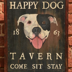 Dog portrait Custom Signs Rustic Paintings Folk Art Wall | Etsy