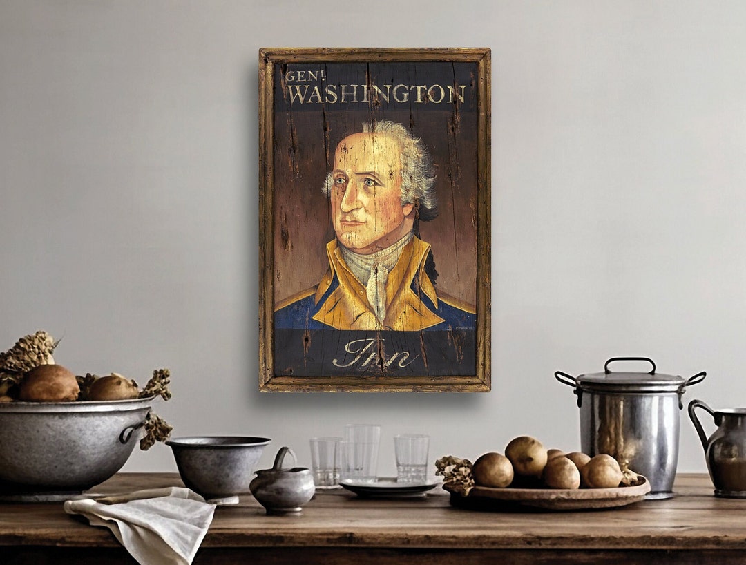 Antique Art General George Washington Inn Tavern Pub Sign With Colonial ...