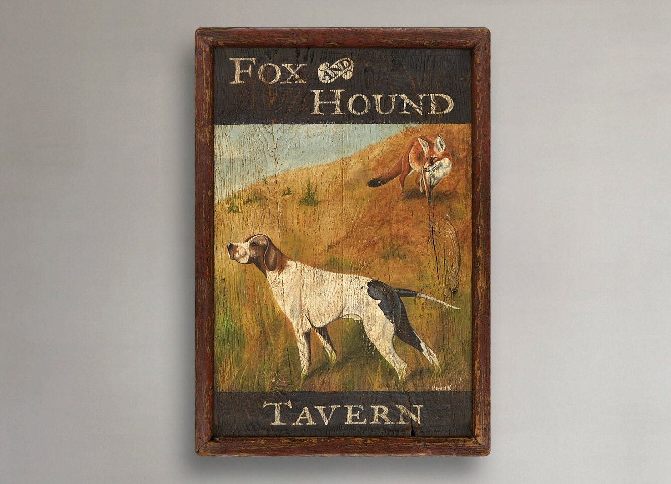 Fox and Hound Tavern Sign Art Rustic Painting Primitive Folk - Etsy