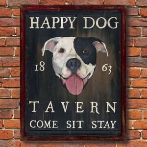 Dog portrait Custom Signs Rustic Paintings Folk Art Wall | Etsy