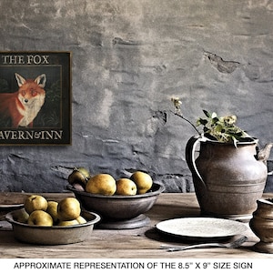 Fox Tavern Sign Art Colonial Style Fox Hunt Horse Art Primitive Decor ...