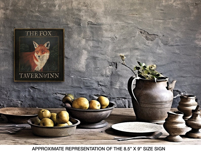 Fox Tavern Sign Art Colonial Style Fox Hunt Horse Art Primitive Decor ...
