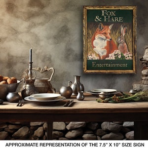 Fox & Hare - Vintage Tavern Sign Fox and Rabbit Art Colonial Decor ...