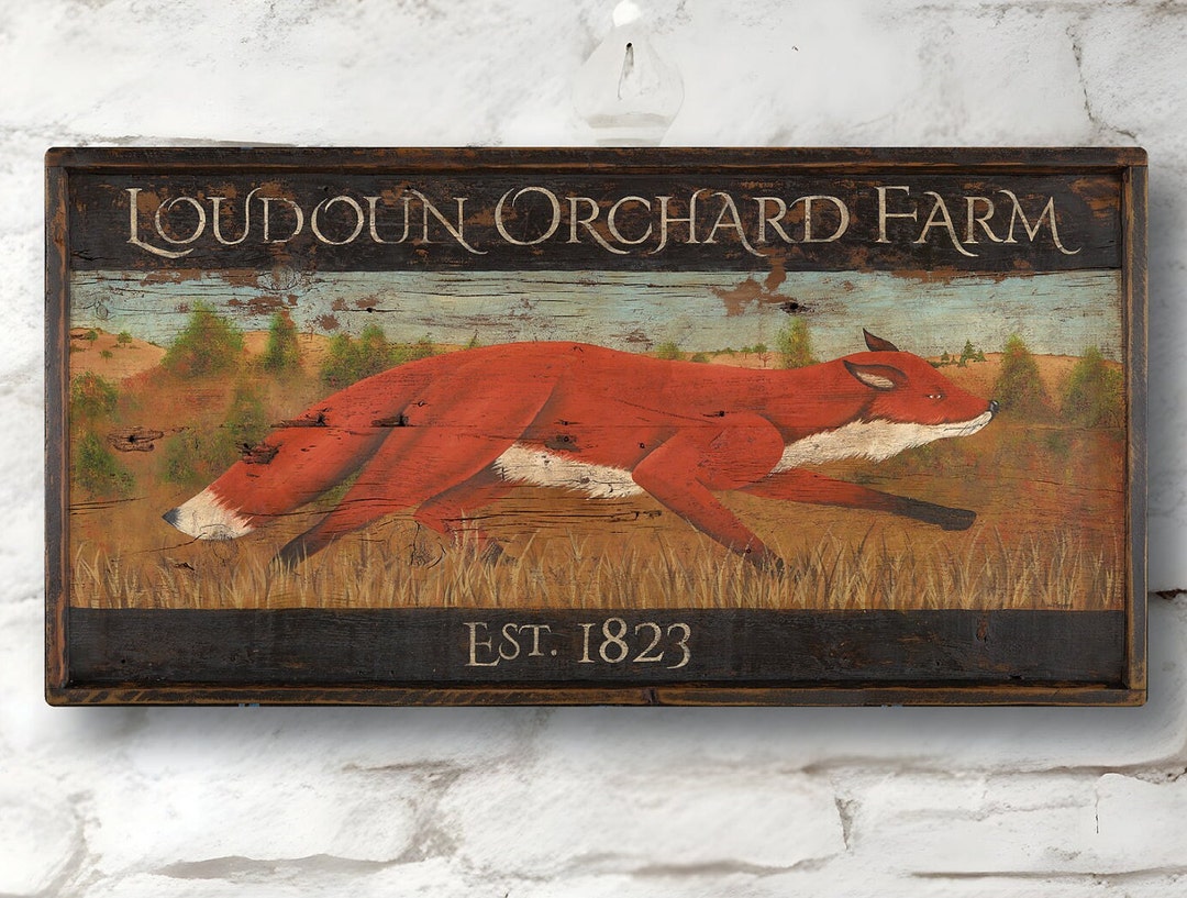 Fox Sign Wall Art "loudon Orchard Farm" Virginia Trade, Tavern Sign Pub ...