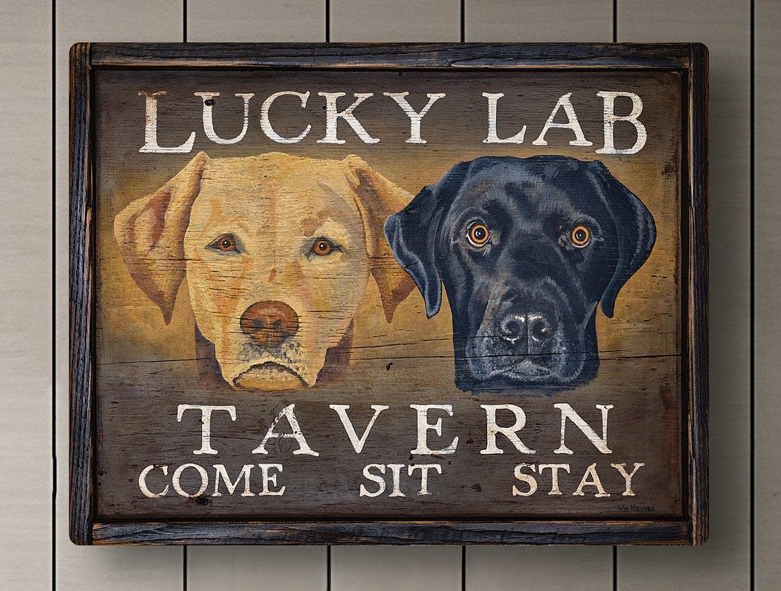 Black Yellow Lab Dog Portrait Custom Sign Art Rustic Paintings - Etsy