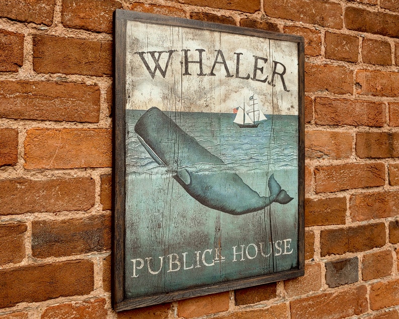 Whale Art Custom Signs Rustic Paintings Folk Art Wall Art | Etsy