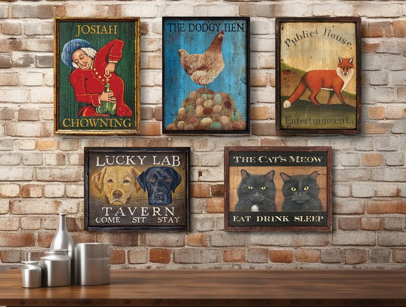 Vintage Tavern Sign the Dodgy Hen Chicken Art - Etsy