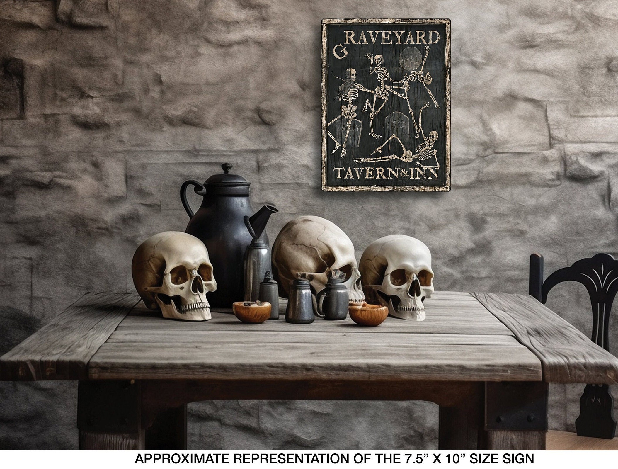 Skeleton Dance Art Tavern Sign Rave Skeletons Wall Art Skull Pub Bar ...
