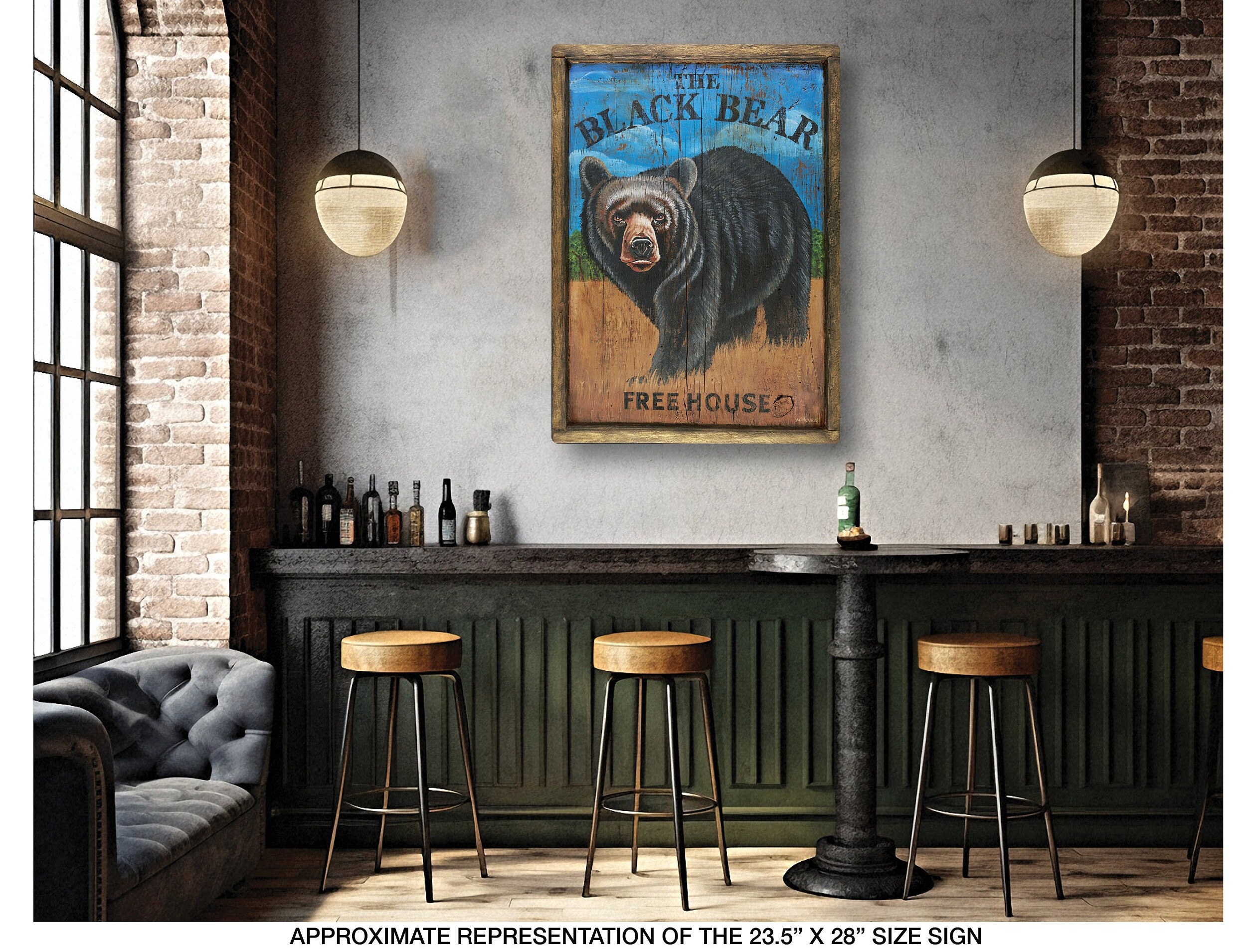 Extra Large Antique Looking black Bear Pub, Tavern Sign Reproduction ...