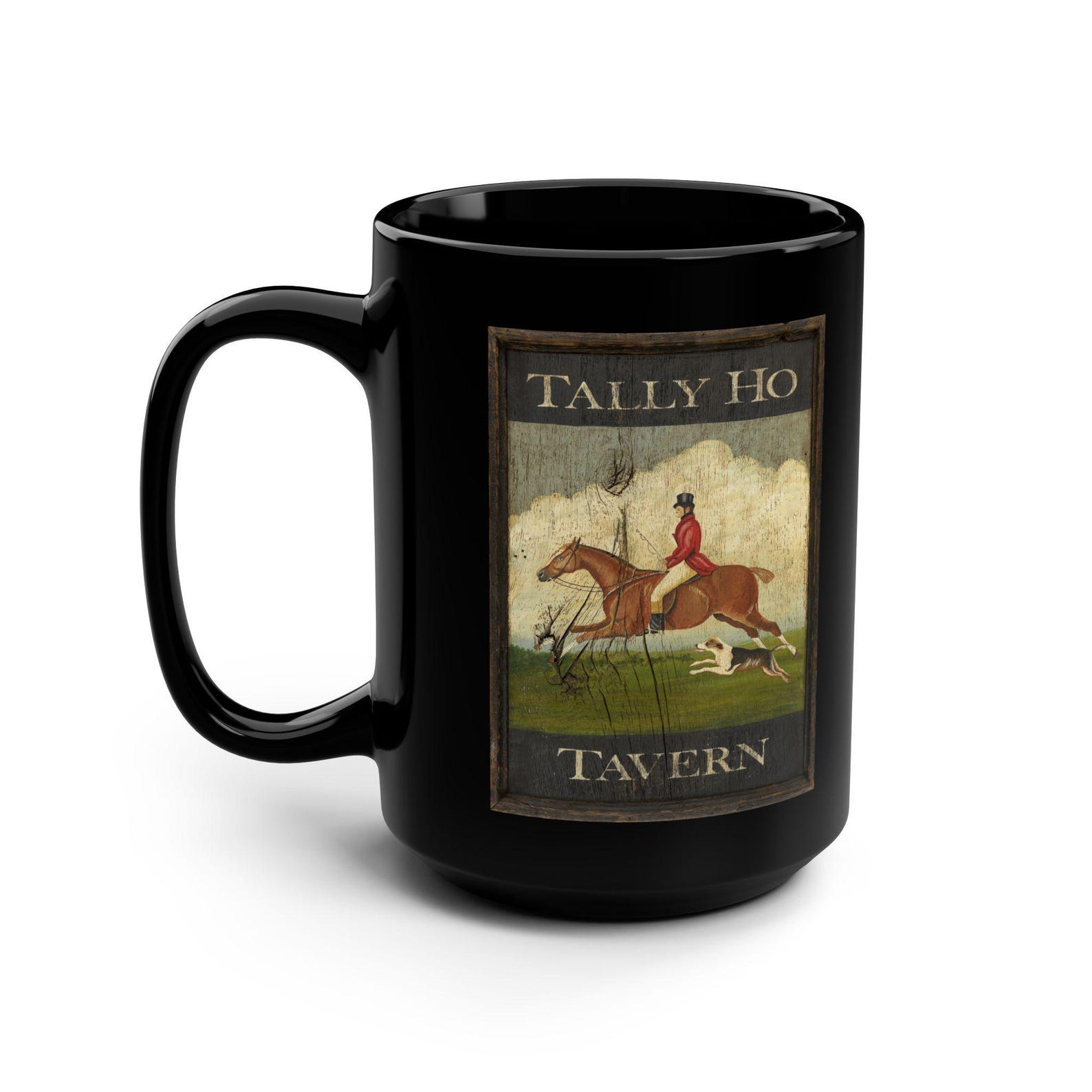 Tally Ho Tavern, Fox Hunt Sign Painting, Horse and Hound Mug, Black ...