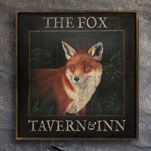 Fox Tavern Sign Art Colonial Style Fox Hunt Horse Art Primitive Decor ...