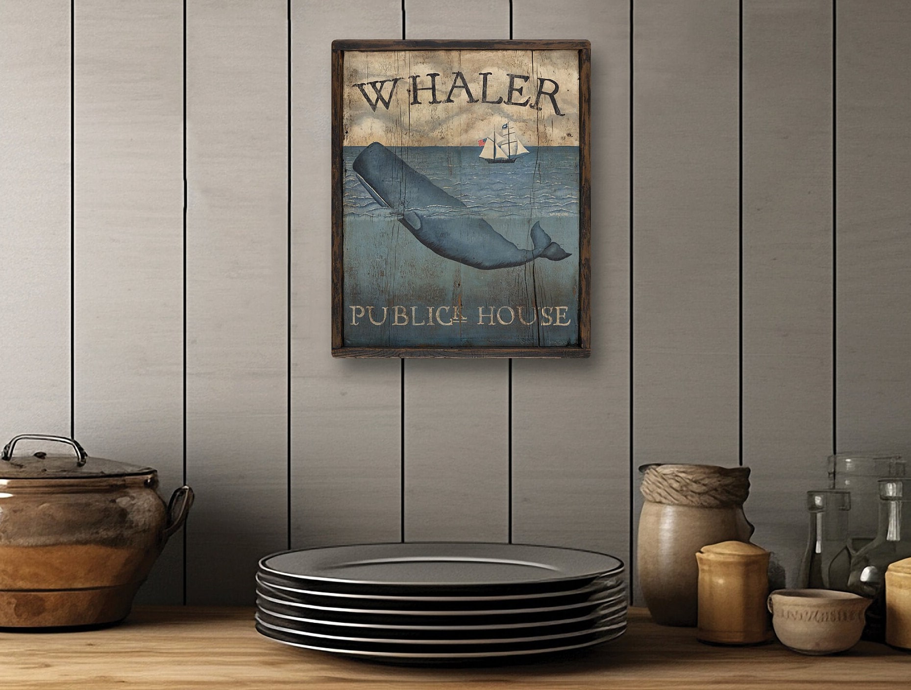 Whaling Sign Custom Signs Rustic Paintings Folk Art Primitive Decor ...