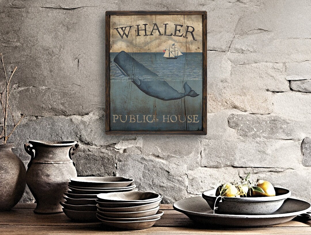 Whaling Sign Custom Signs Rustic Paintings Folk Art Primitive Decor ...