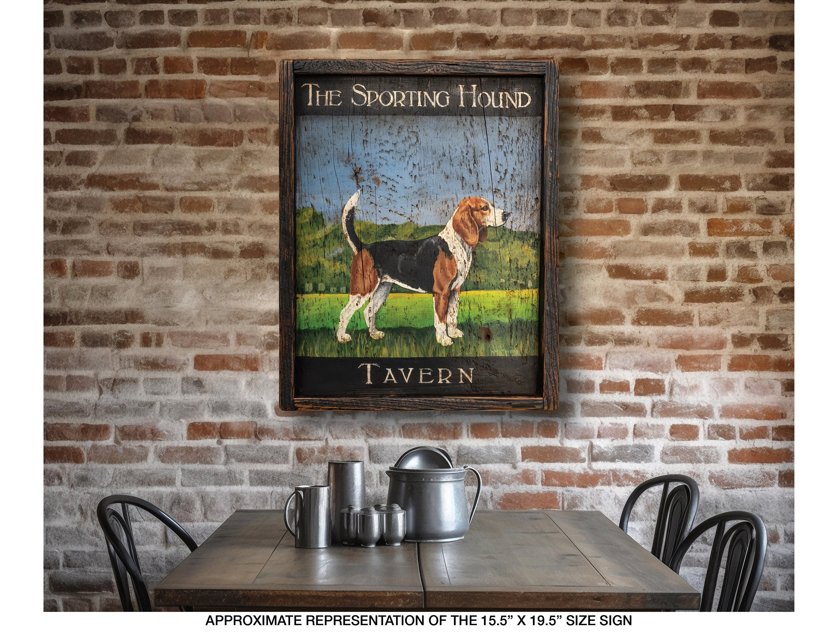 Tavern Sign Beagle Hound Art Rustic Painting Dog Art Room Decor Tavern ...