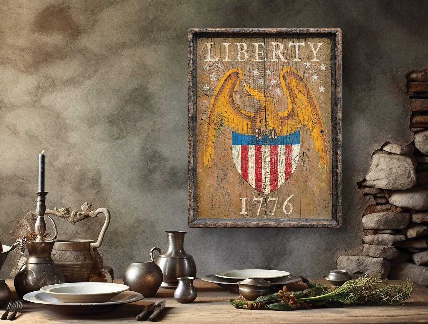 Liberty 1776 Tavern Sign Colonial Art Pub Sign Tavern Antique Primitive ...