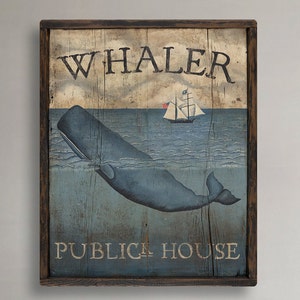 Whaling Sign Custom Signs Rustic Paintings Folk Art Primitive Decor ...