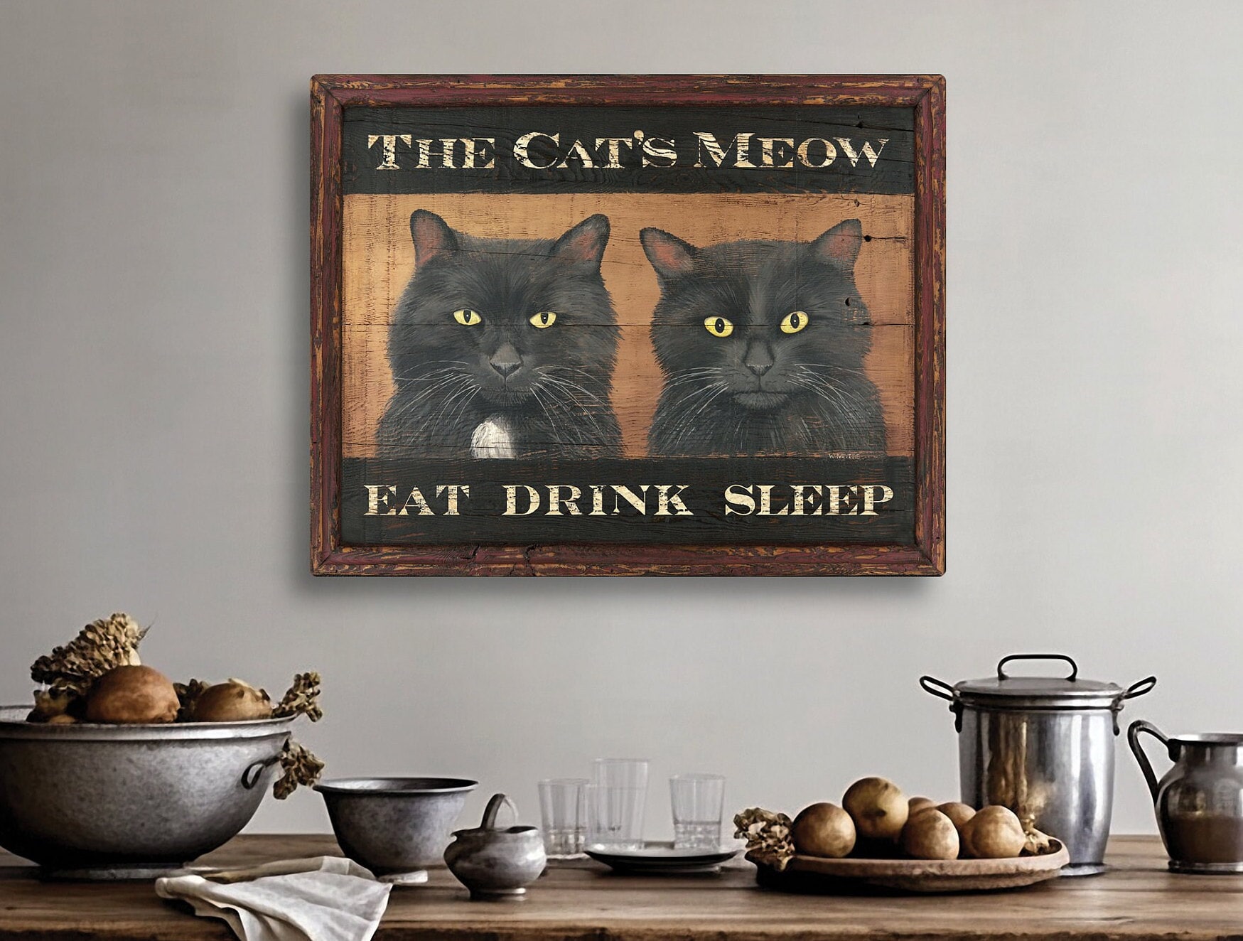 Cat Lovers cat's Meow Cat Art Tavern Sign - Etsy