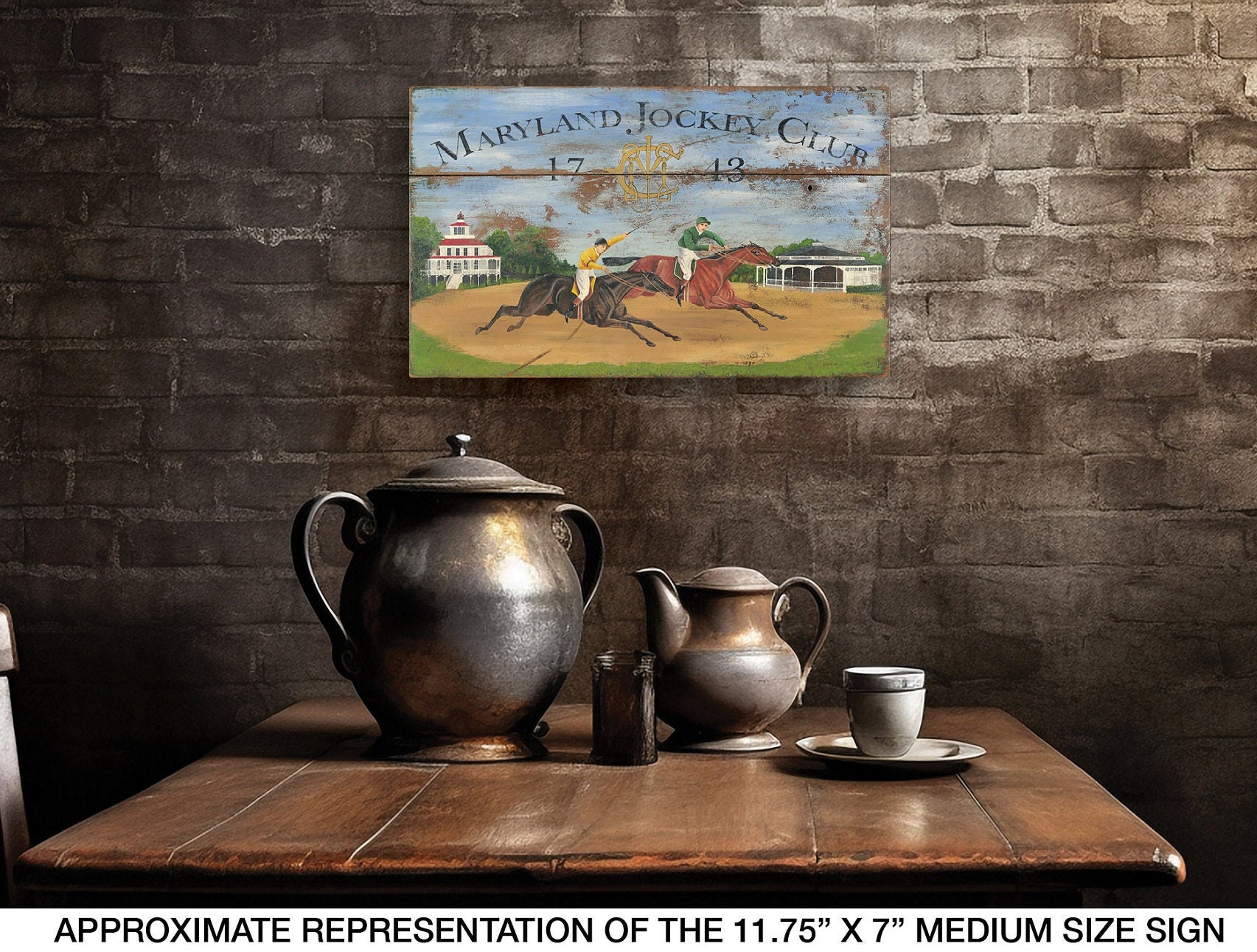 Antique Looking maryland Jockey Club Sign Horse Racing Art Bar Pub ...