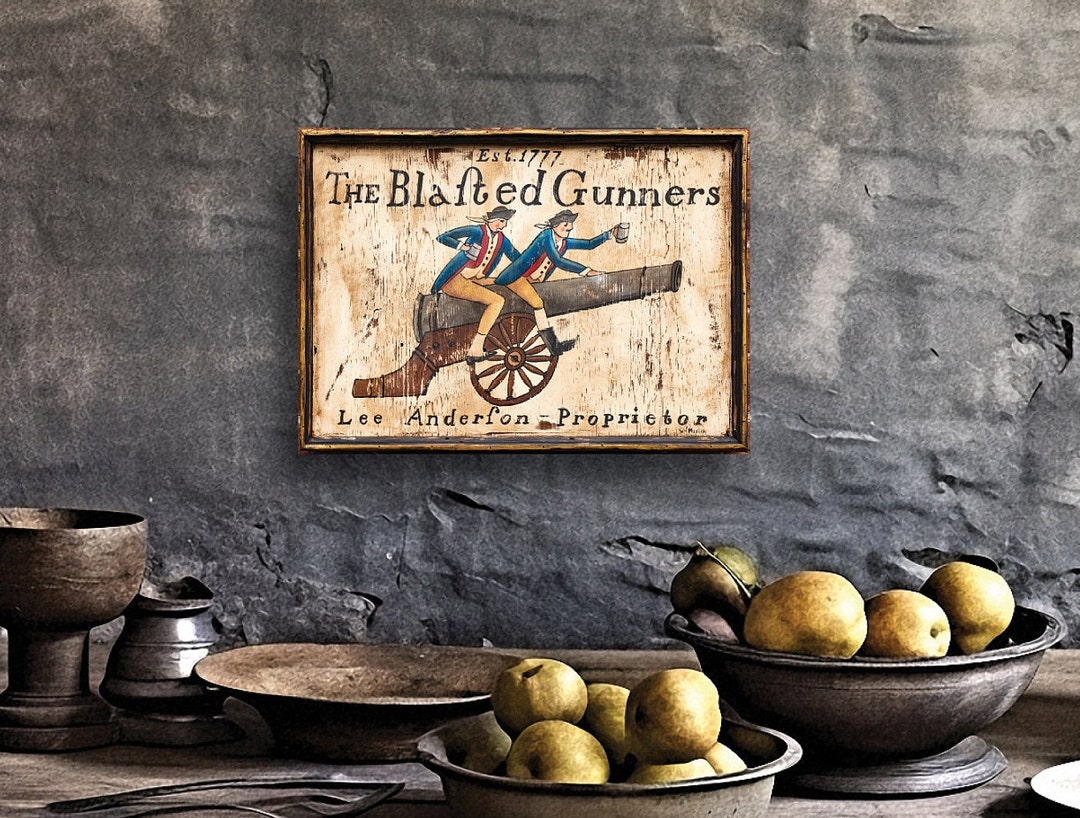 Antique Sign "blasted Gunners Tavern" Colonial Style Art Sign 18th ...