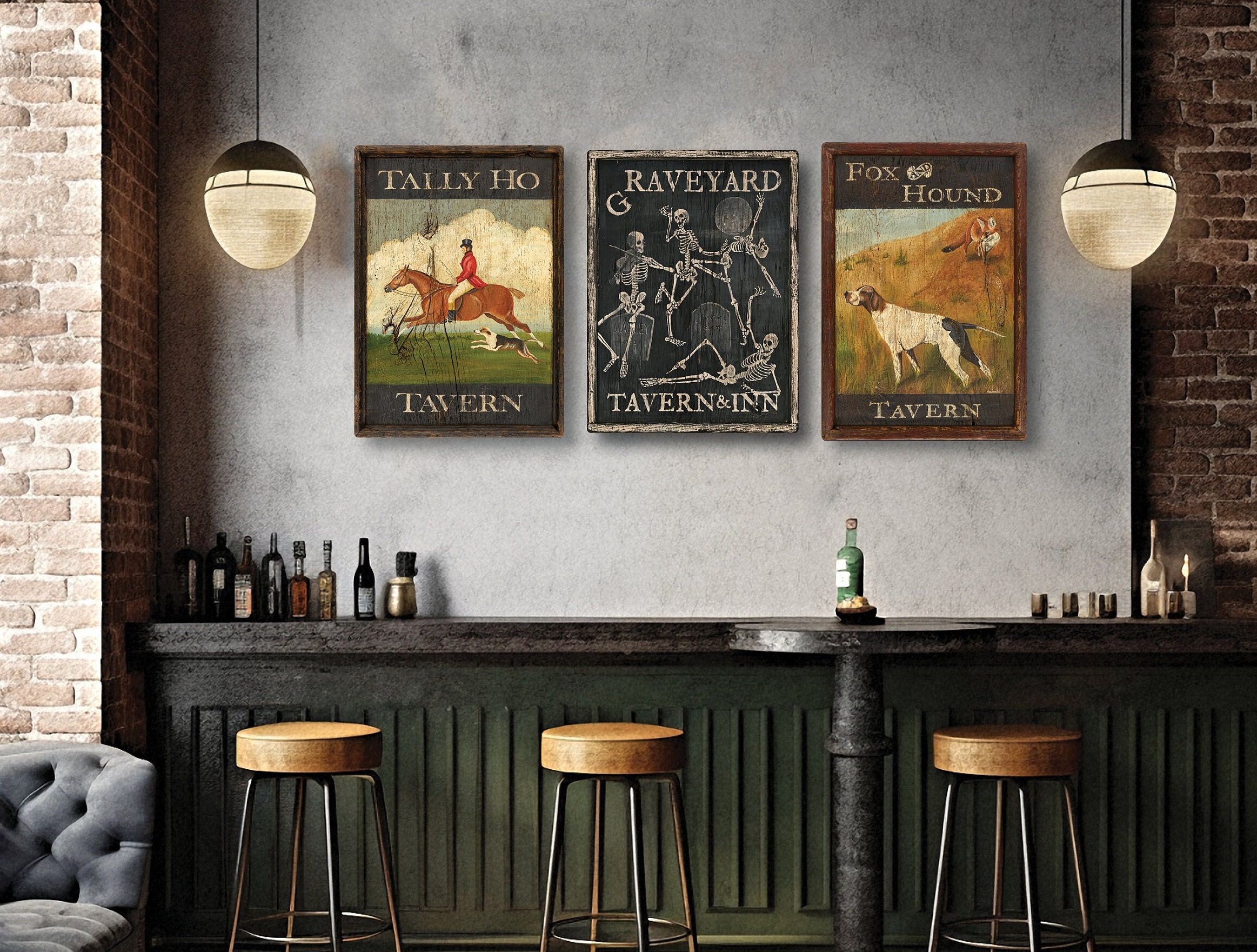Skeleton Dance Art Tavern Sign Rave Skeletons Wall Art Skull Pub Bar ...