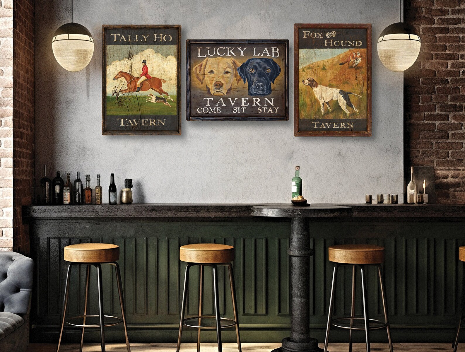 Black Yellow Lab Dog Portrait Custom Sign Art Rustic Paintings Pub Bar ...