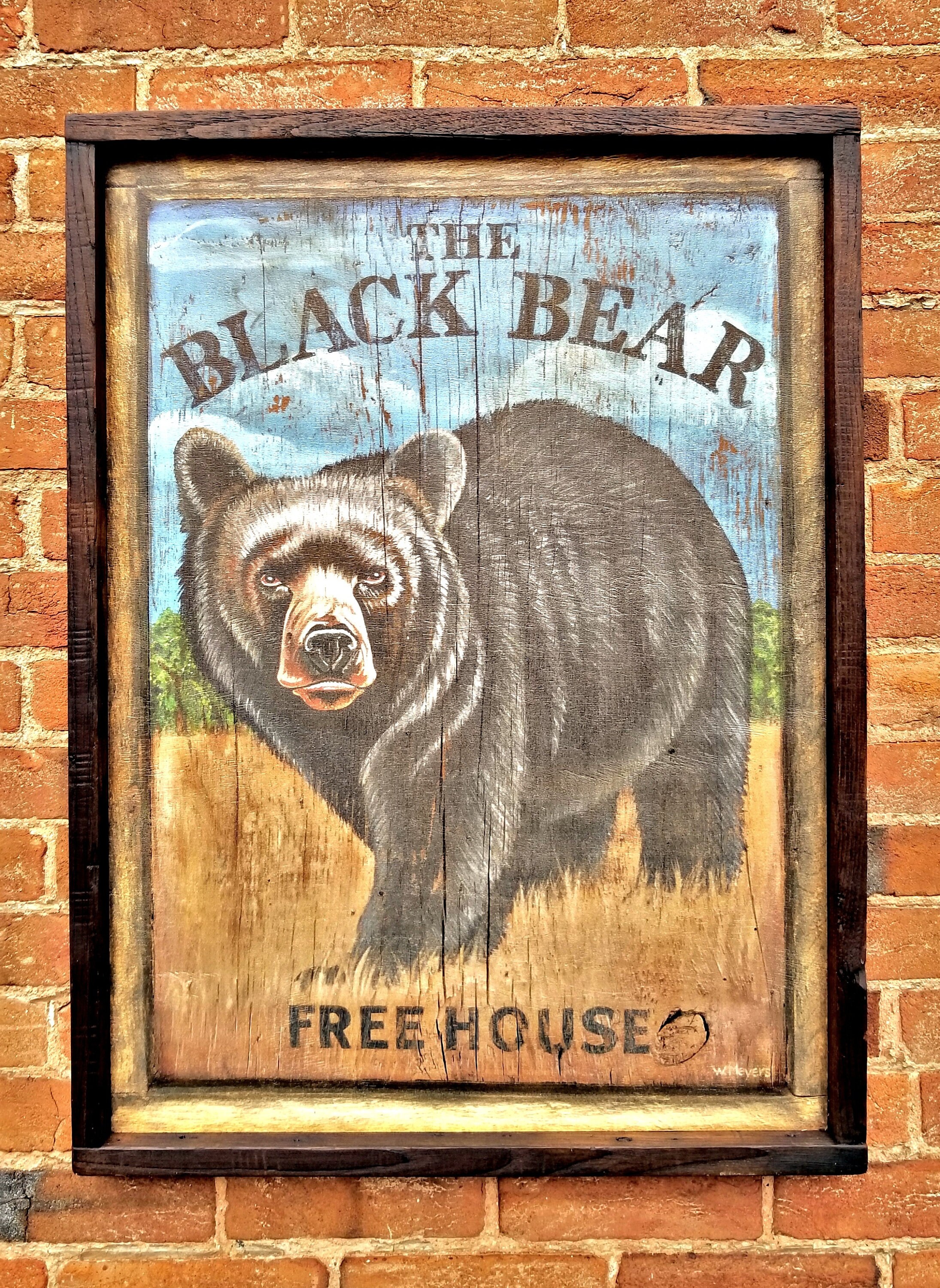 Extra Large Antique Looking black Bear Pub Tavern | Etsy