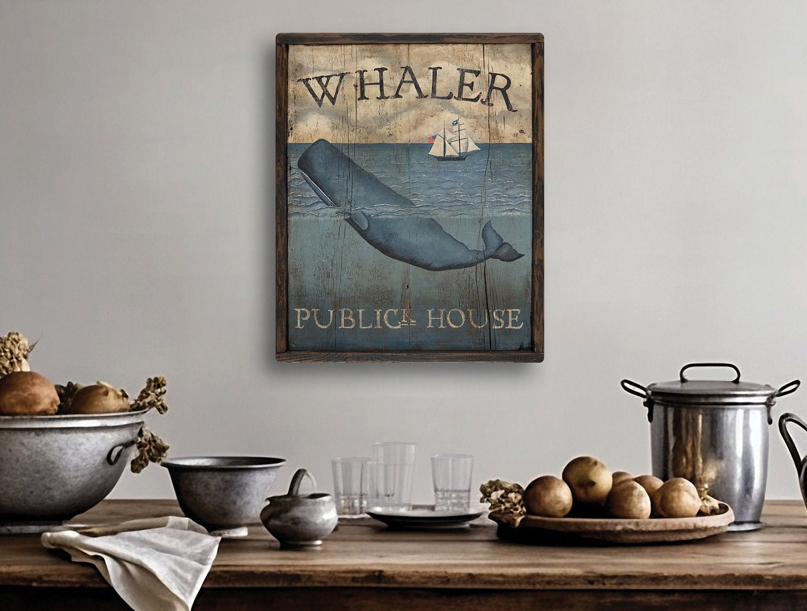 Whaling Sign Custom Signs Rustic Paintings Folk Art Primitive Decor ...